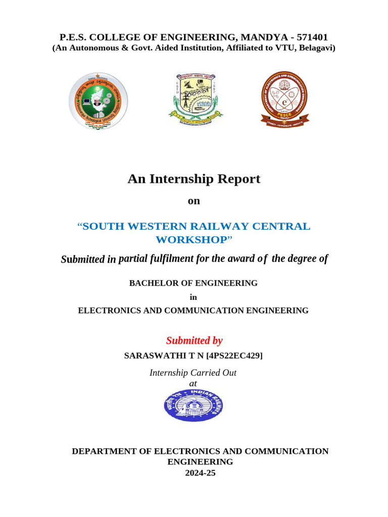 Internship Report: SW Railway Workshop | PDF