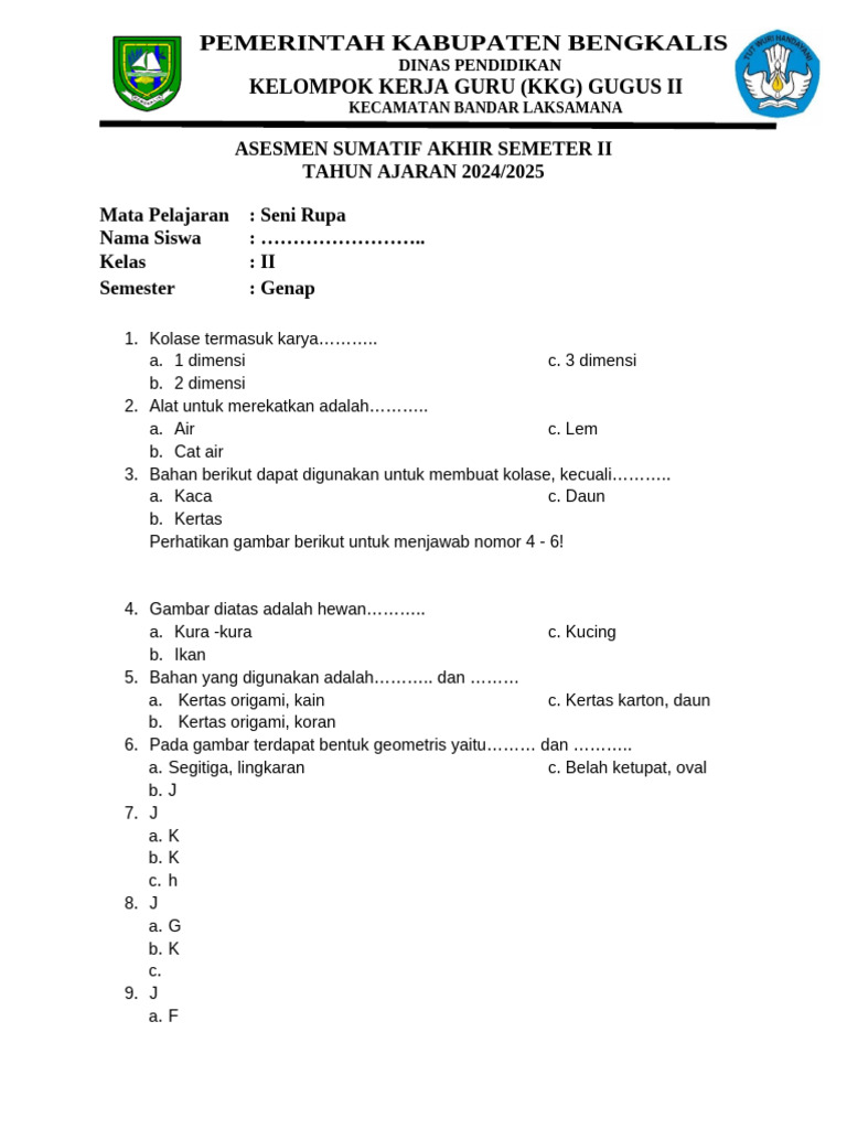 Soal Seni Rupa kls II smtr Genap | PDF