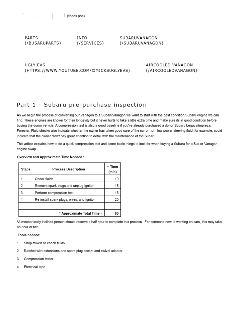 Subaru Inspection | PDF | Vehicles | Motor Vehicle