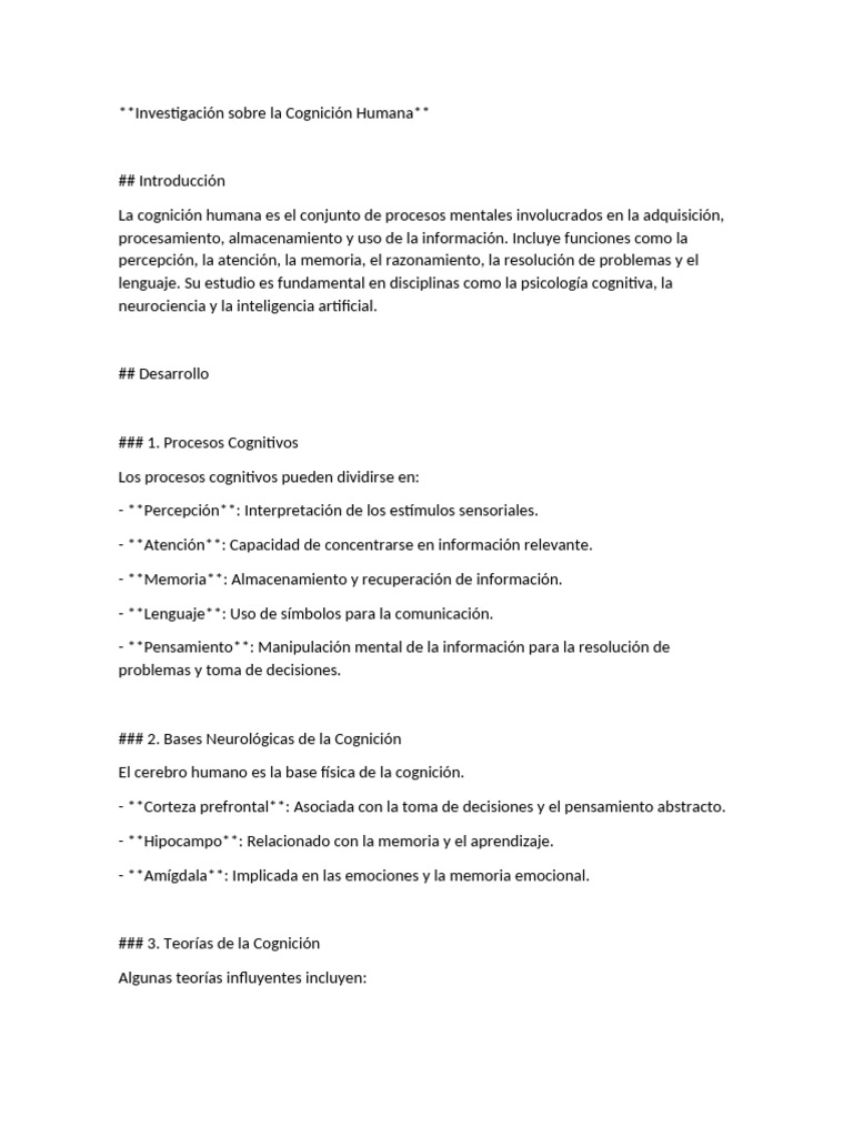 Investigación sobre la Cognición Humana | PDF | Cognición | Ciencia cognitiva