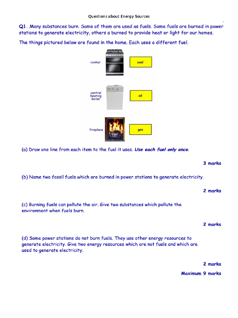 Questions About Energy Sources | PDF