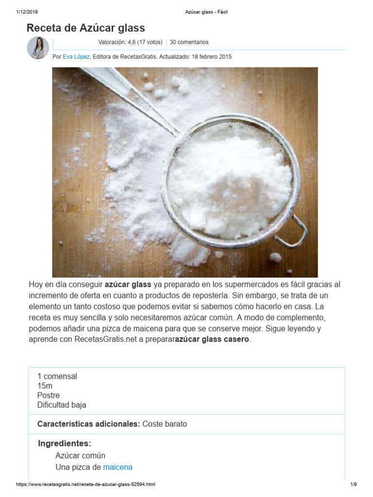 Cómo hacer azúcar glas casero | PDF | Magdalena | Alimentos