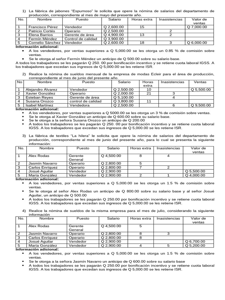 Nómina 1 | PDF | Salario | Business