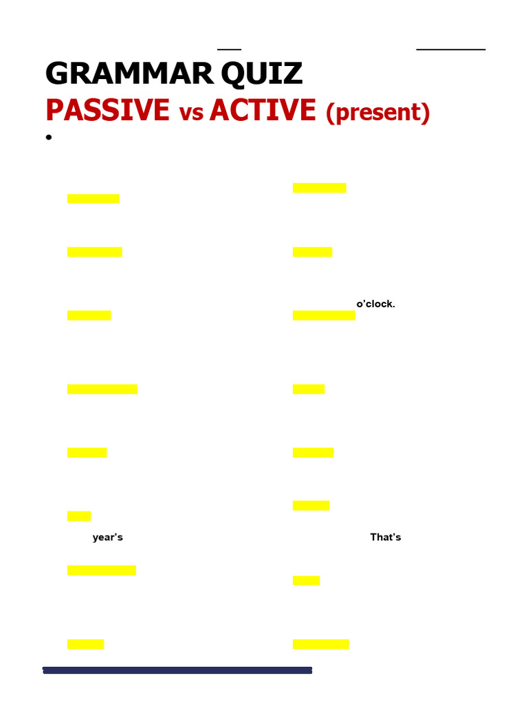 Active vs Passive Voice Grammar Quiz | PDF