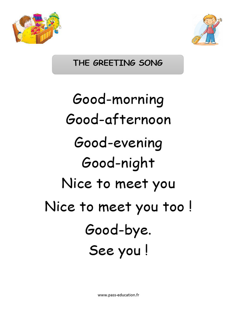Greeting Song Salutations Et Consignes de Classe Ce1 Anglais | PDF
