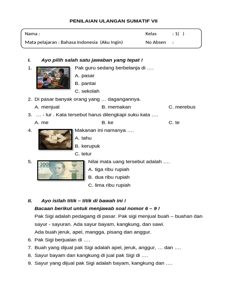 SUMATIF BI 7 | PDF