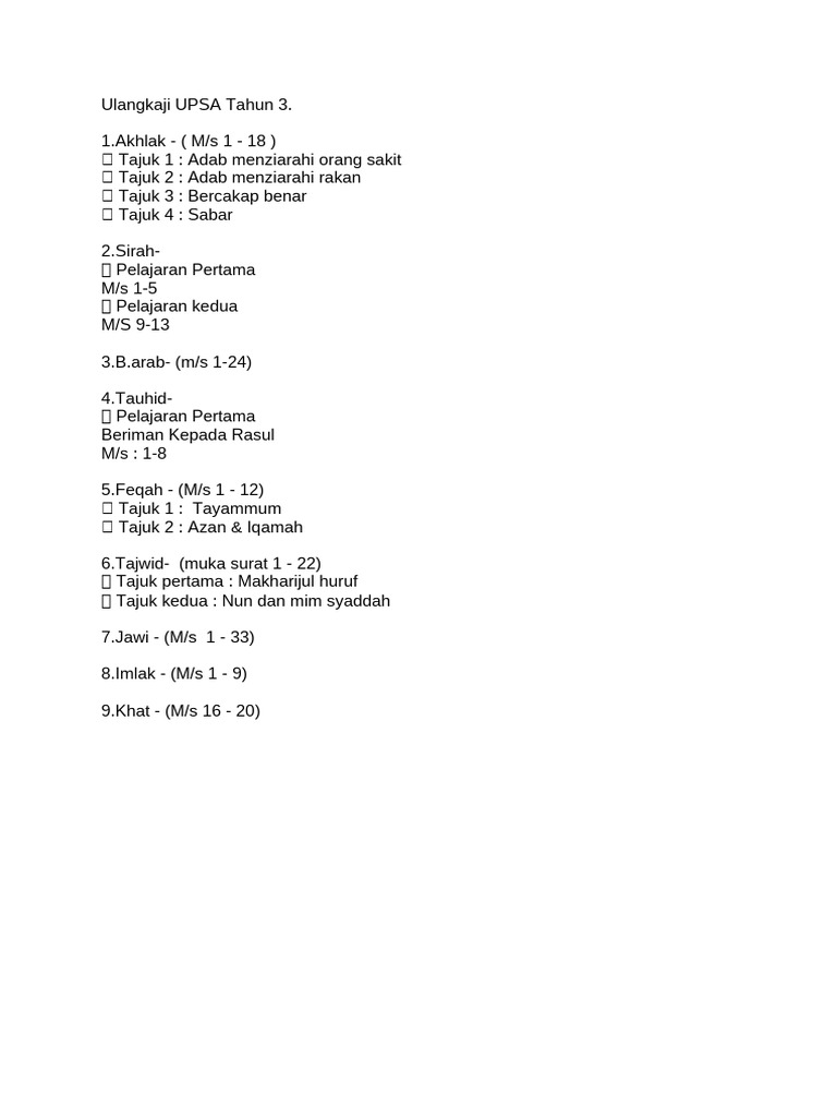 Ulangkaji UPSA Tahun 3 | PDF
