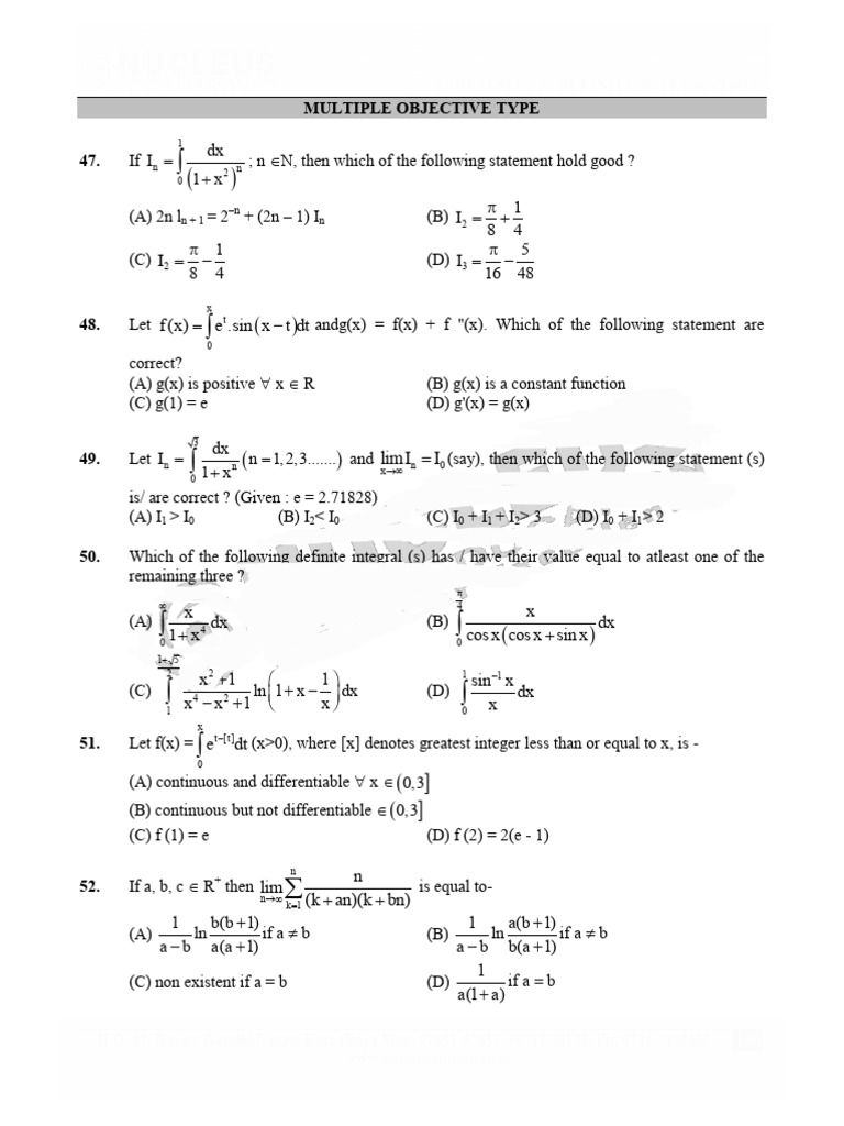 Indefinite and Definite Integration Concepts | PDF | Function ...