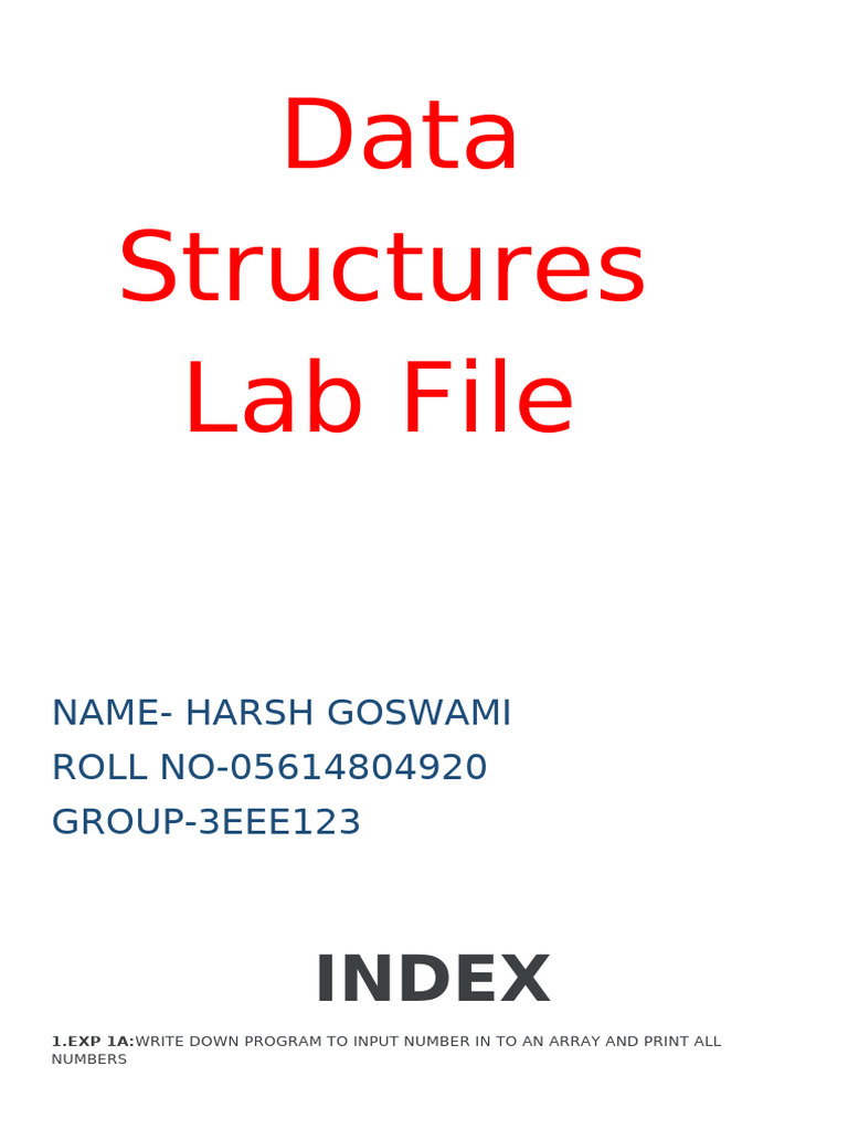 Data Structures File - 05614804920 - Harsh | PDF | Queue (Abstract Data Type) | Algorithms And ...