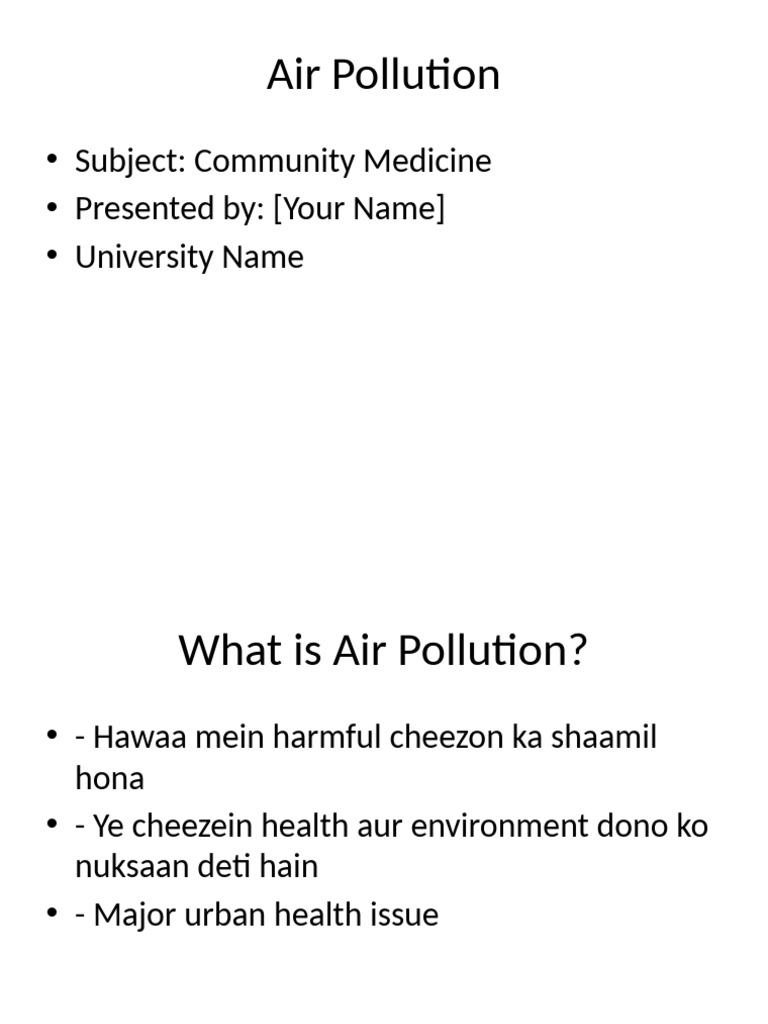 Air Pollution Community Medicine Assignment | PDF