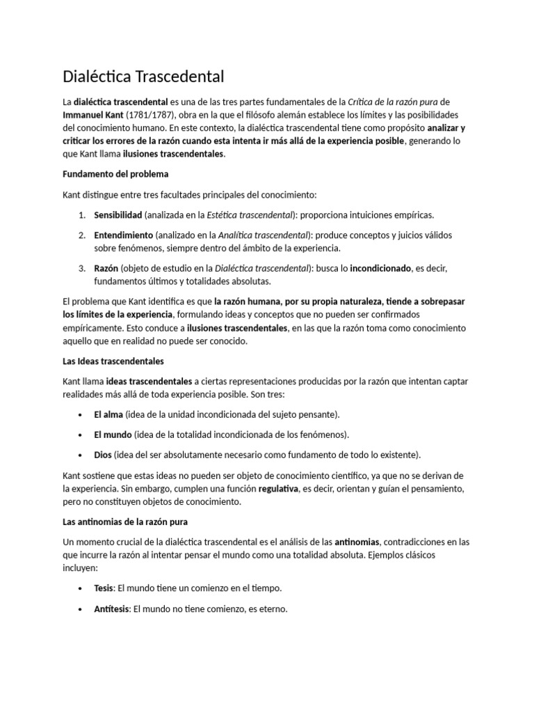 Dialéctica Trascendental de Kant | PDF | Immanuel Kant | Moralidad