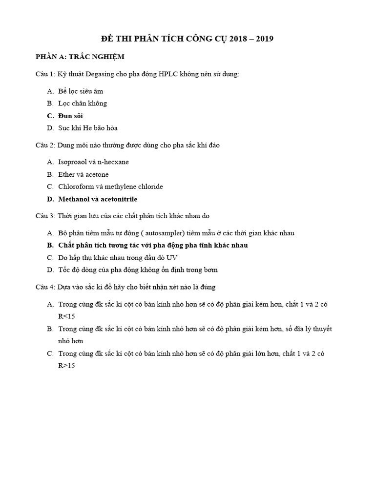 ĐỀ THI PTCC 2018 2019 | PDF