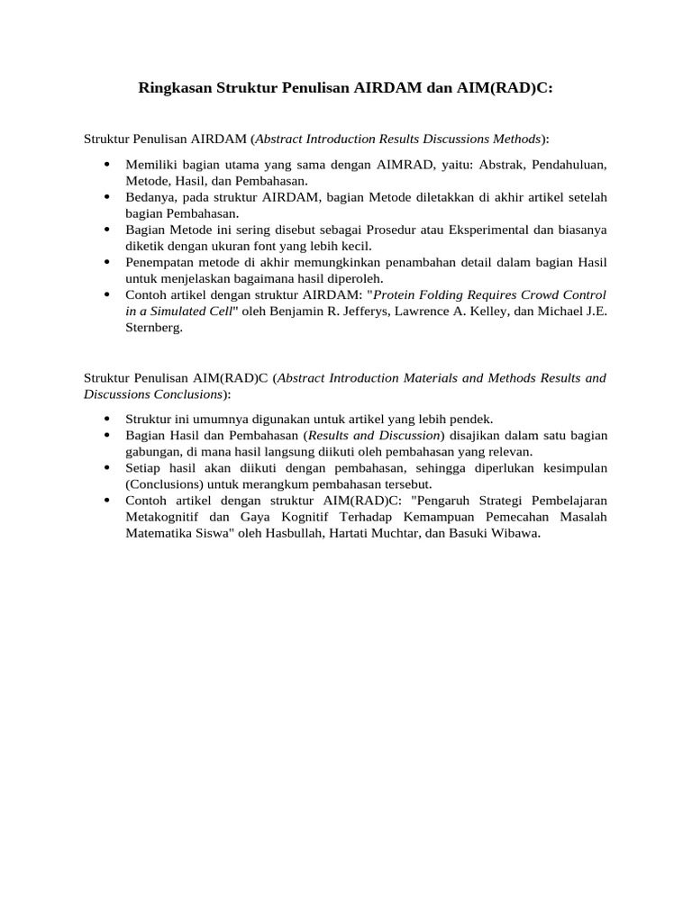 Ringkasan Struktur Penulisan AIRDAM Dan AIM | PDF