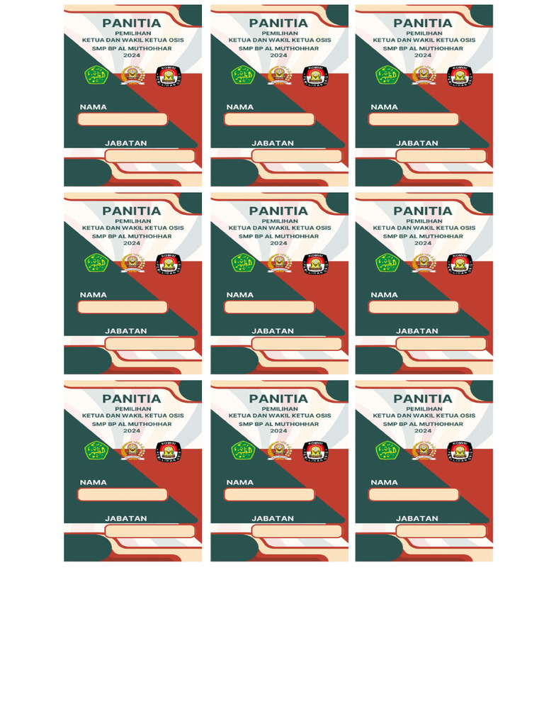Name Tag Panitia Pemilu | PDF