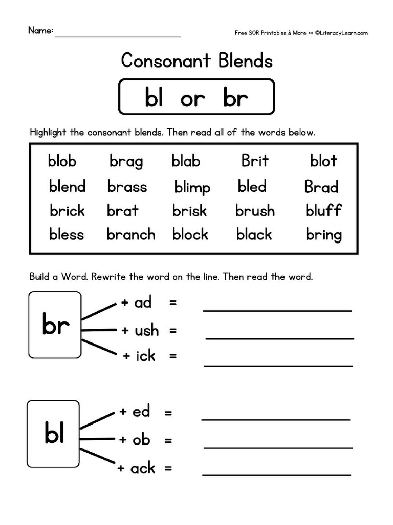 Blends-BR-and BL-Word-Building-LiteracyLearn | PDF