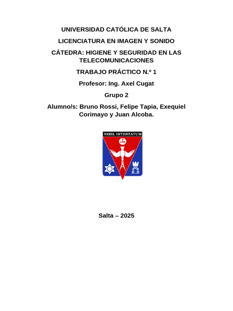 TP1 Higiene y seguridad Grupo 2 | PDF