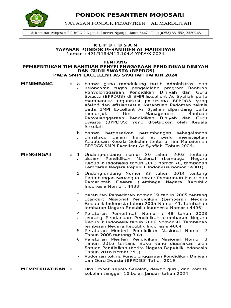 SK-Tim-BPPDGS-2024 SMPI Excellent AS | PDF