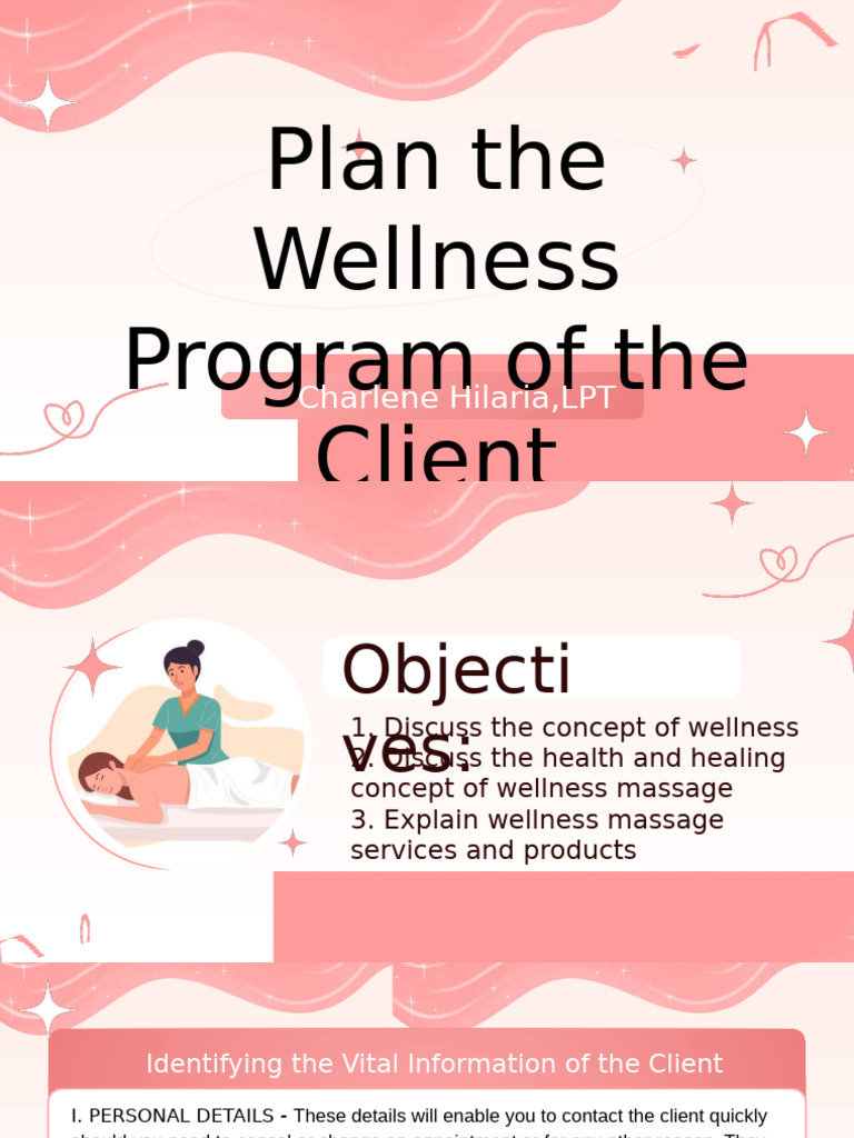 Plan The Wellness Program of The Client | PDF | Massage | Medical ...