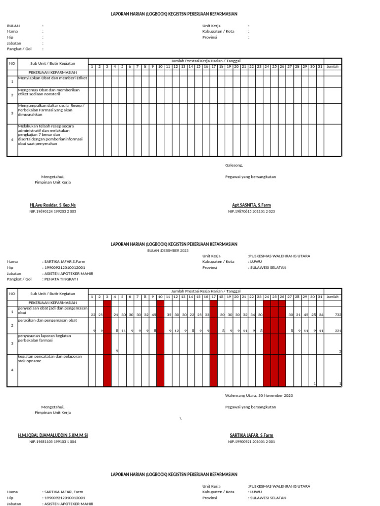 Laporan Harian (LOGBOOK) S | PDF