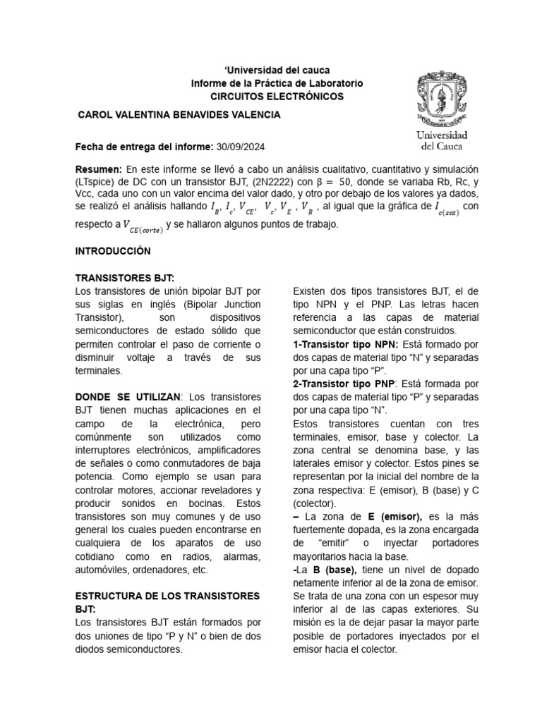 simulacion transistor-bjt | PDF | Transistor de unión bipolar | Transistor