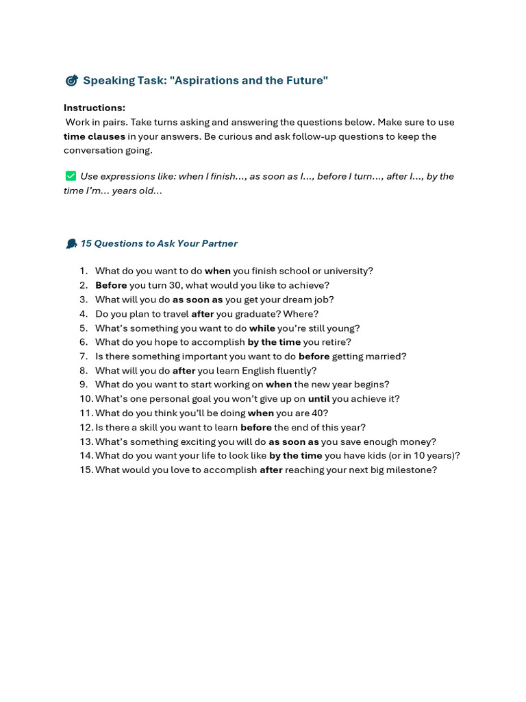 Speaking Task | PDF
