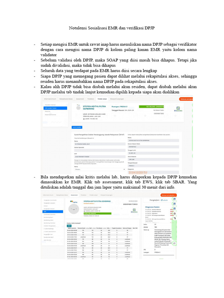 Sosialisasi EMR Dan Verifikasi DPJP | PDF