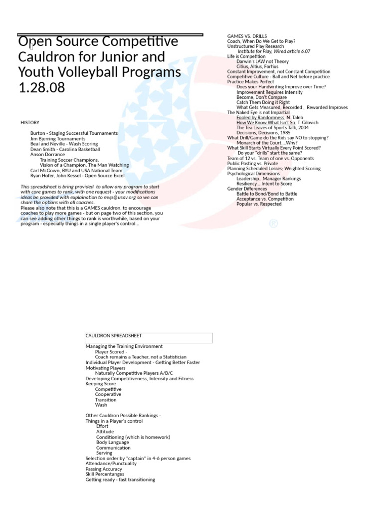 Cauldron (USA Volleyball) | PDF | Volleyball | Sports