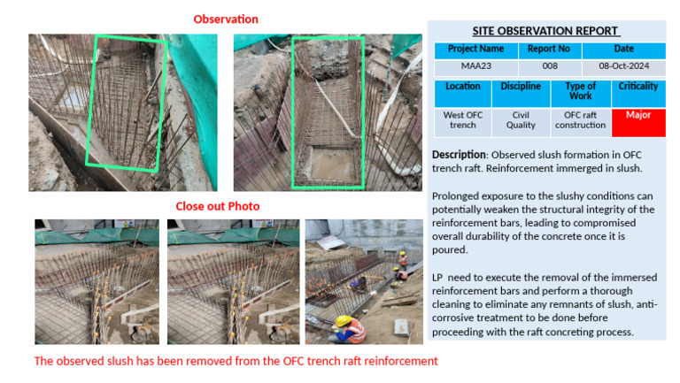 MAA23 - Site Observation Report - SOR#008 | PDF