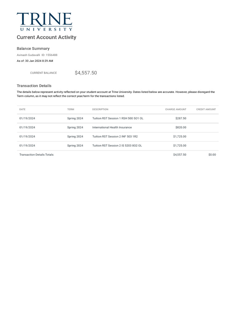 RTAA Transaction History | PDF