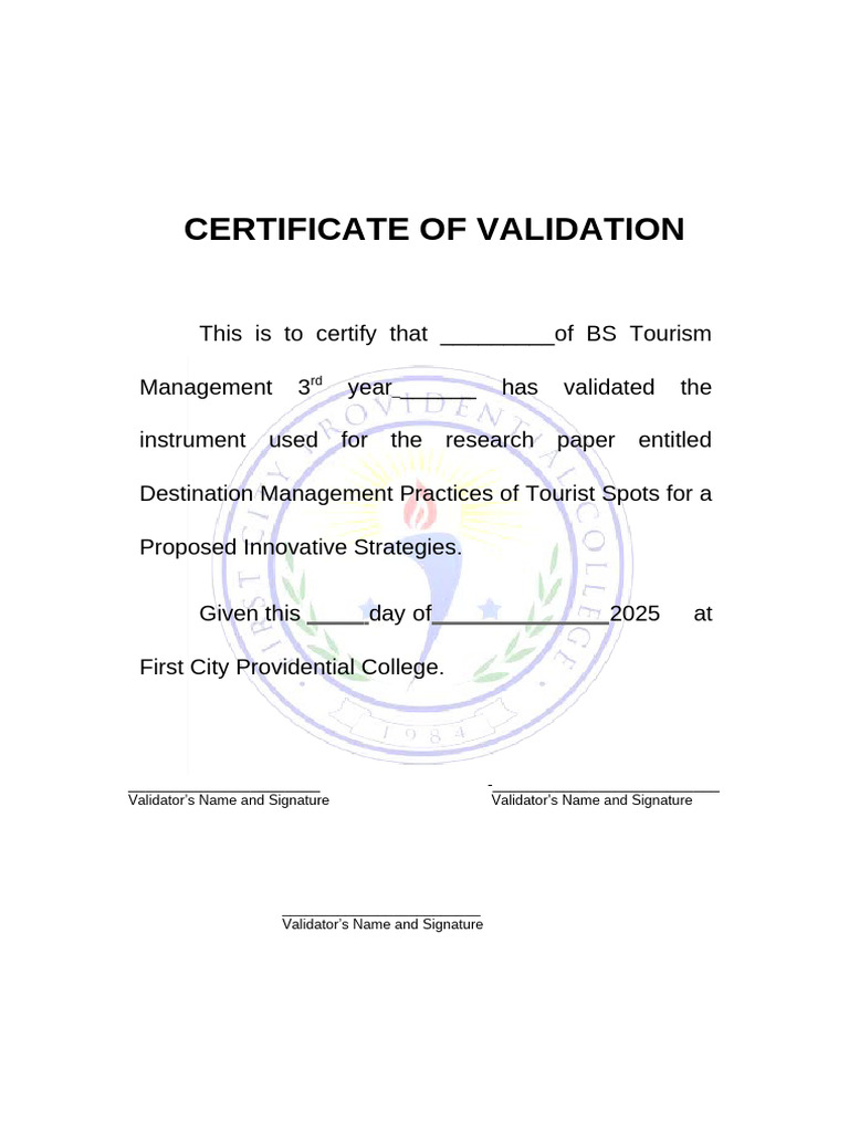 Certificate of Validation | PDF