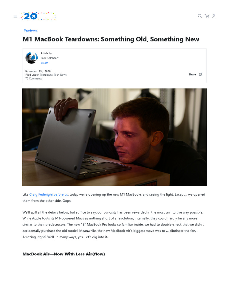 M1 MacBook Teardowns: Air vs Pro Insights | PDF | Computer Architecture ...
