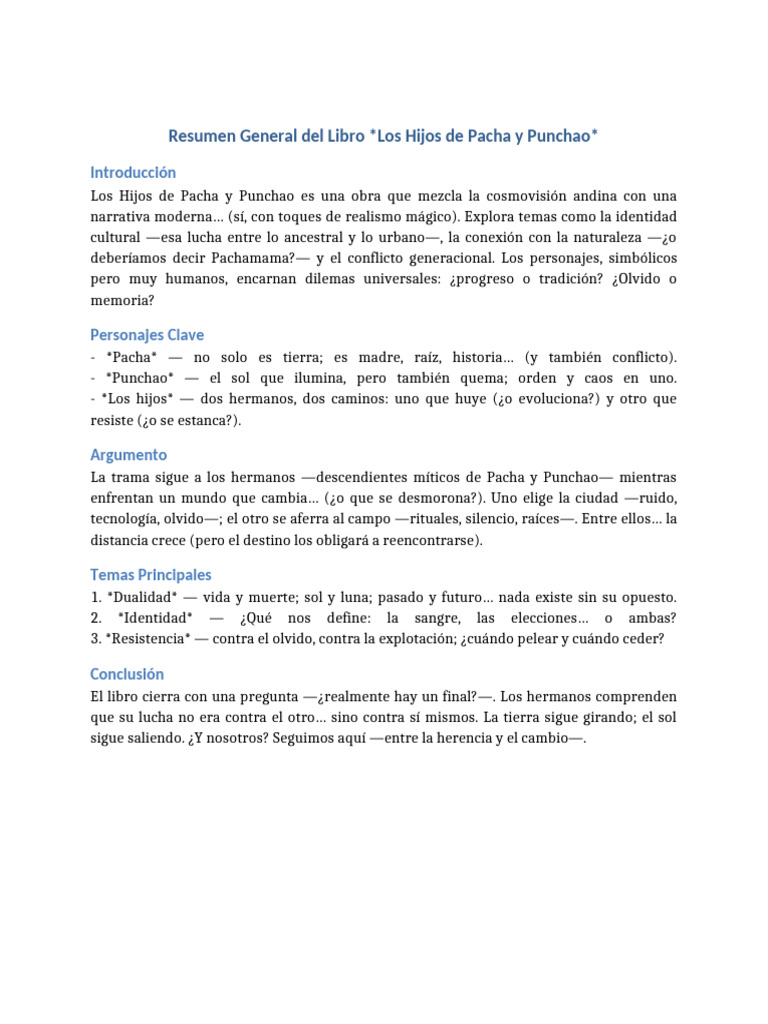 Resumen_Los_Hijos_de_Pacha_y_Punchao | PDF