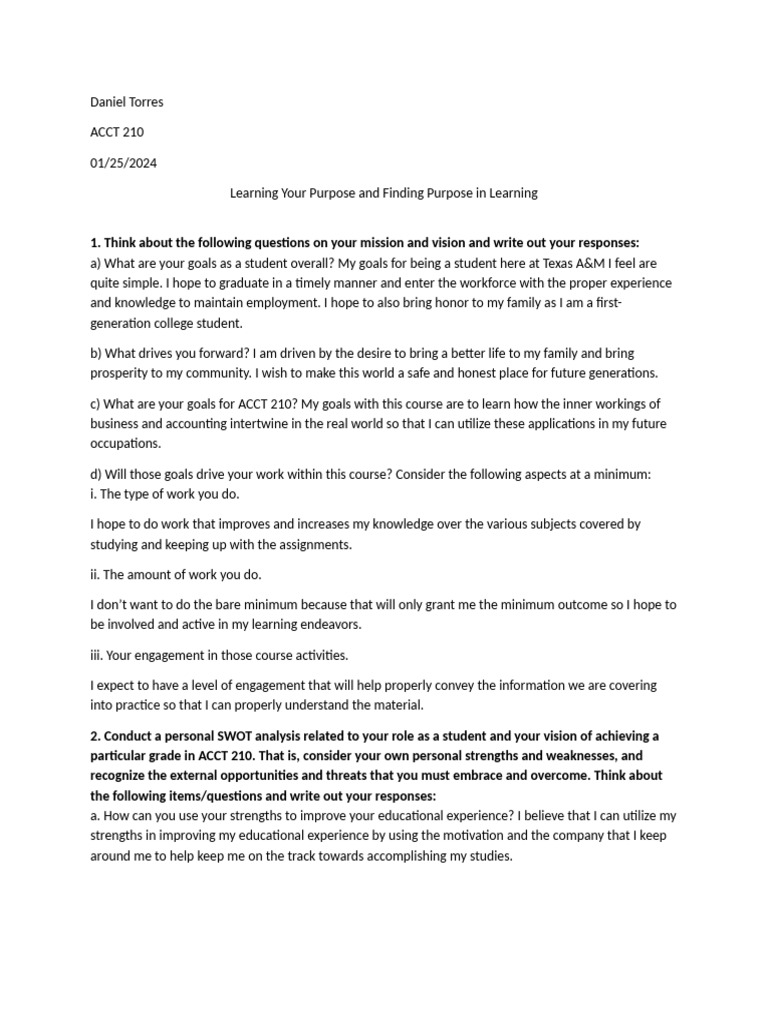 Learning Your Purpose and Finding Purpose in Learning | PDF | Mindset ...