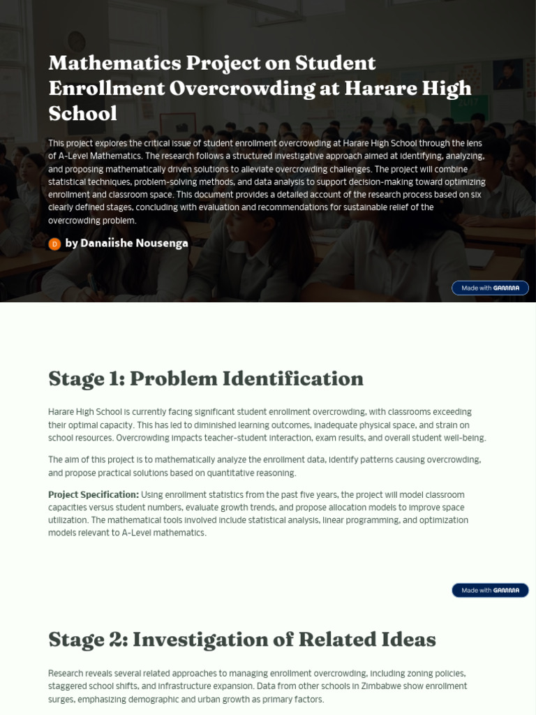 Solutions for Harare High Overcrowding | PDF | Mathematical ...