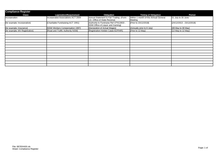 Gov Compliance Register Template | PDF