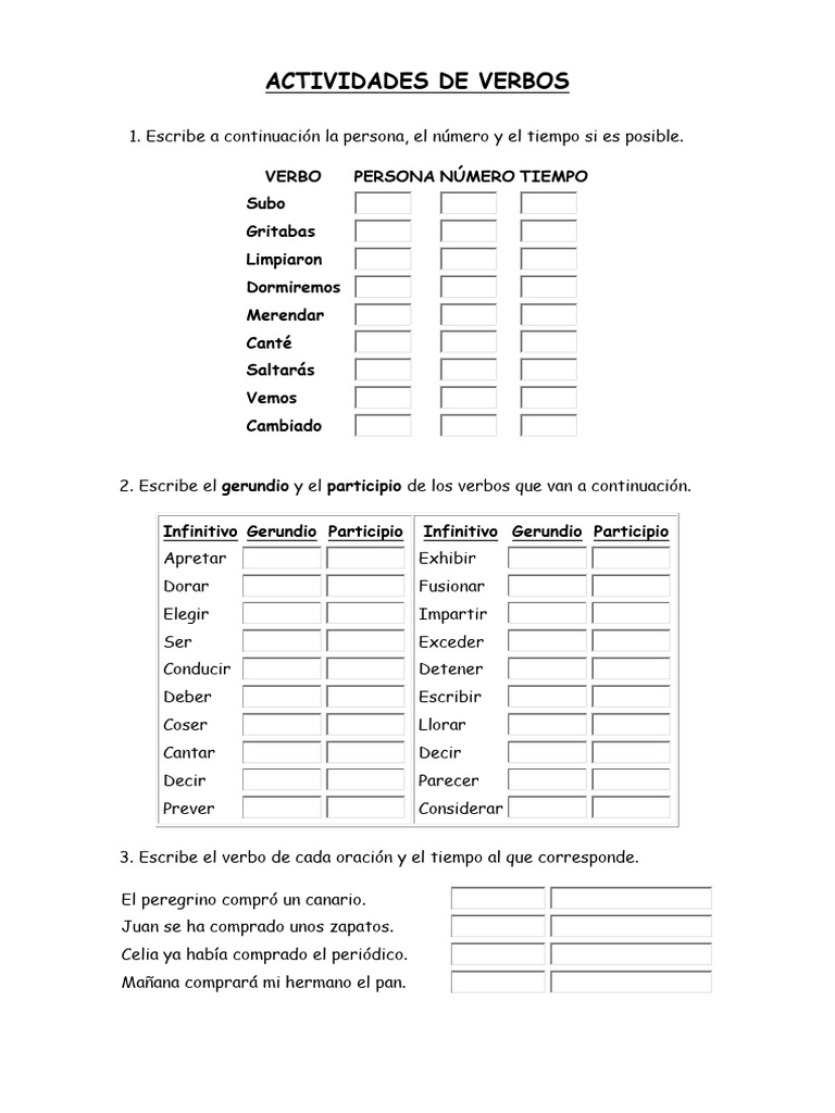 Actividades de Verbos | PDF