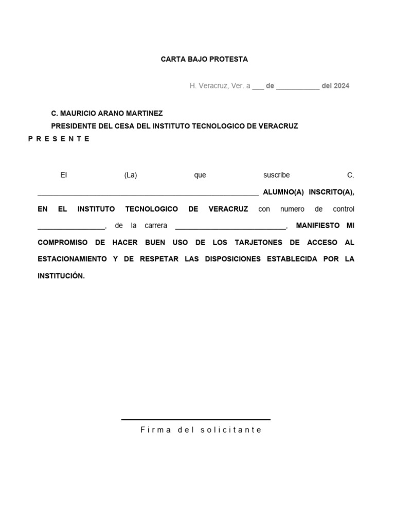 Carta Bajo Protesta | PDF