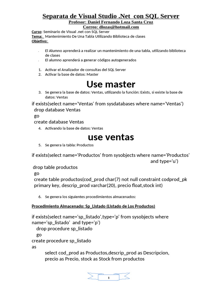 Separata de Visual .Net2010-5 | PDF | SQL | Bases de datos