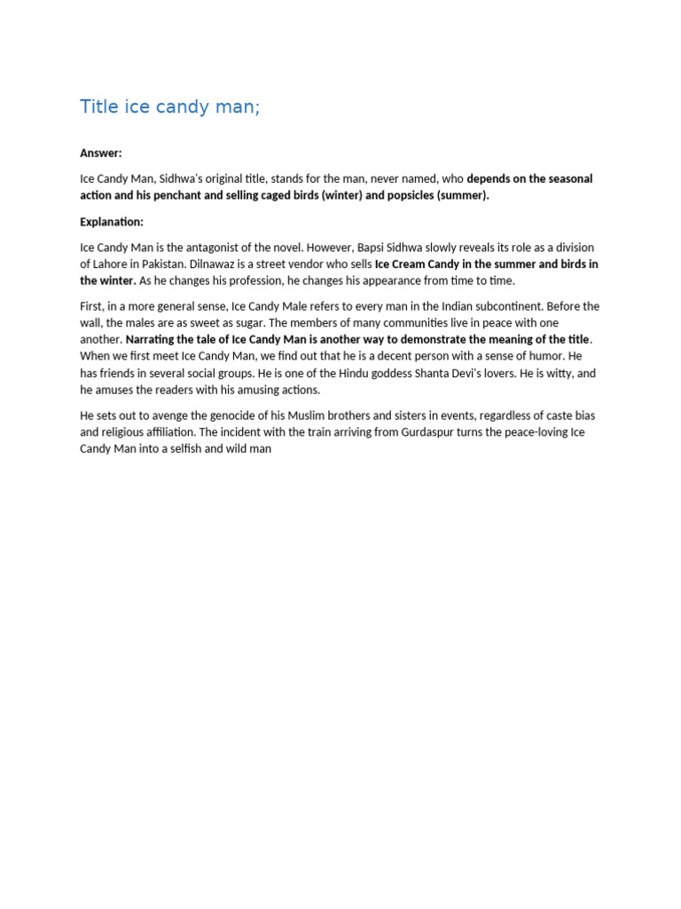 Title Ice Candy Man | PDF