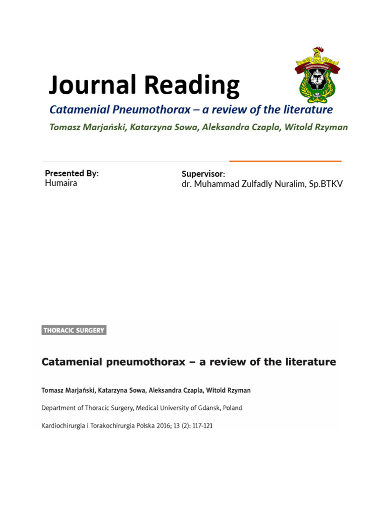Jurnal - Catamenial Pneumothorax - Humaira | PDF