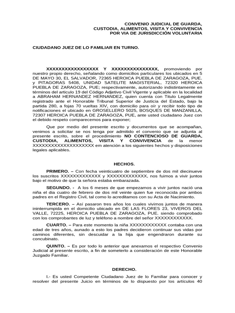 Convenio Judicial de Guarda | PDF | Gobierno | Justicia
