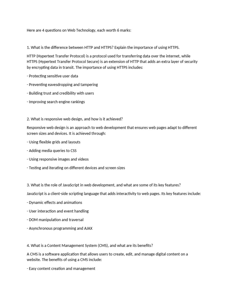 Web Technology Questions and Answers | PDF