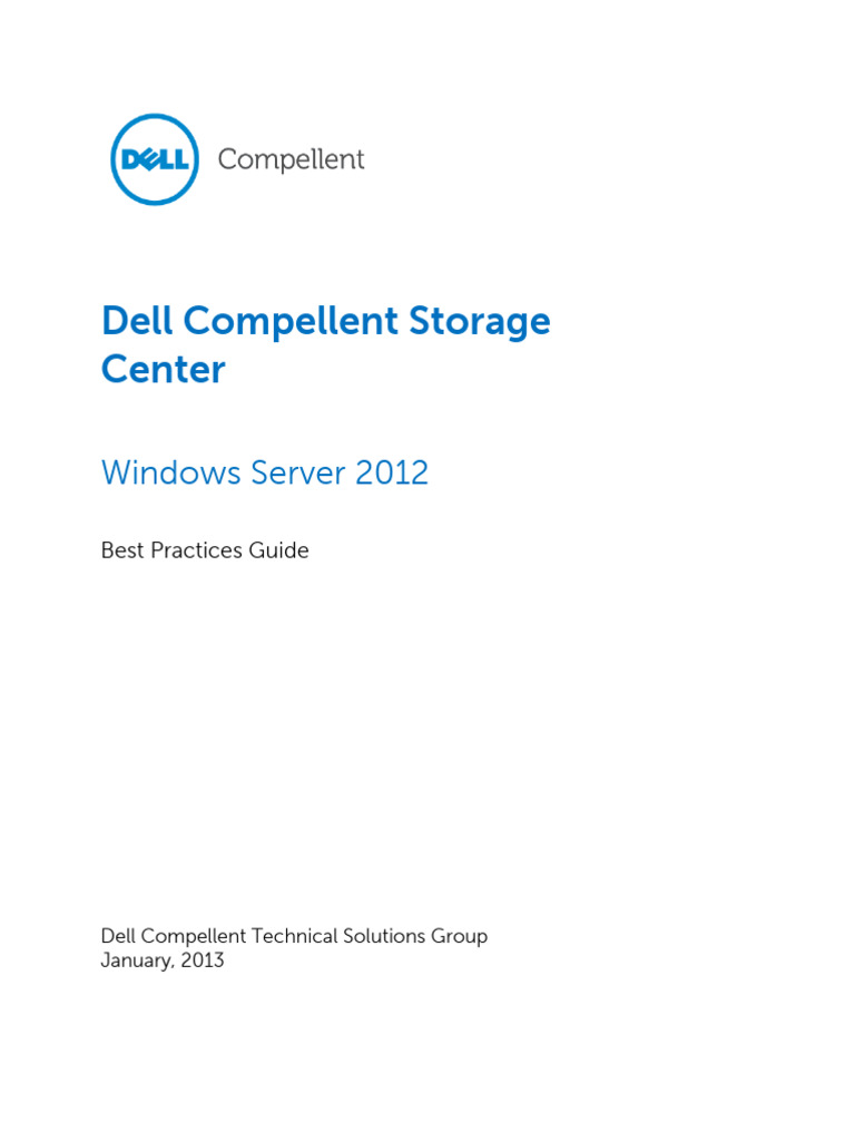 Dell Compellent Storage Center Windows Server 2012 Best Practices | PDF | Hyper V | Computing
