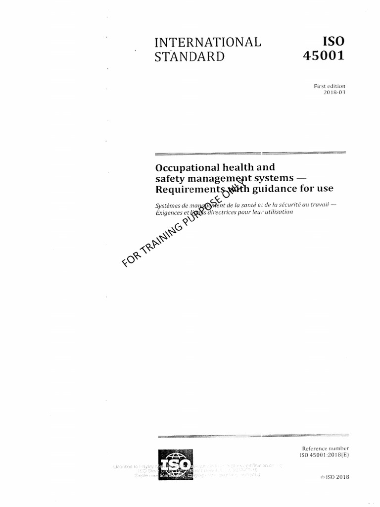 ISO 45001_For Training Purpose Only | PDF