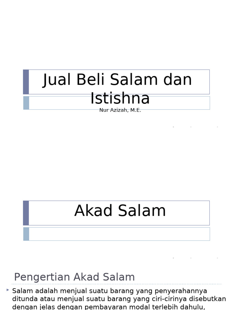 Pert 9. Akad Salam Dan Istishna' | PDF