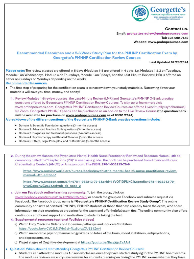 Georgette's PMHNP Exam Prep Guide | PDF | Behavioural Sciences | Psychology