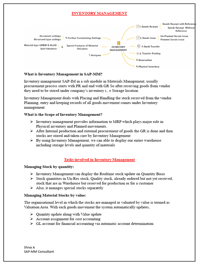 SAP MM Inventory Management Overview | PDF | Inventory | Warehouse