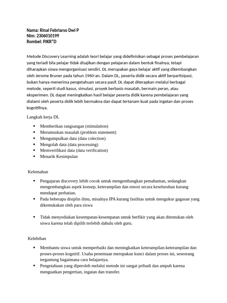 (RANGKUMAN) discovery learning | PDF