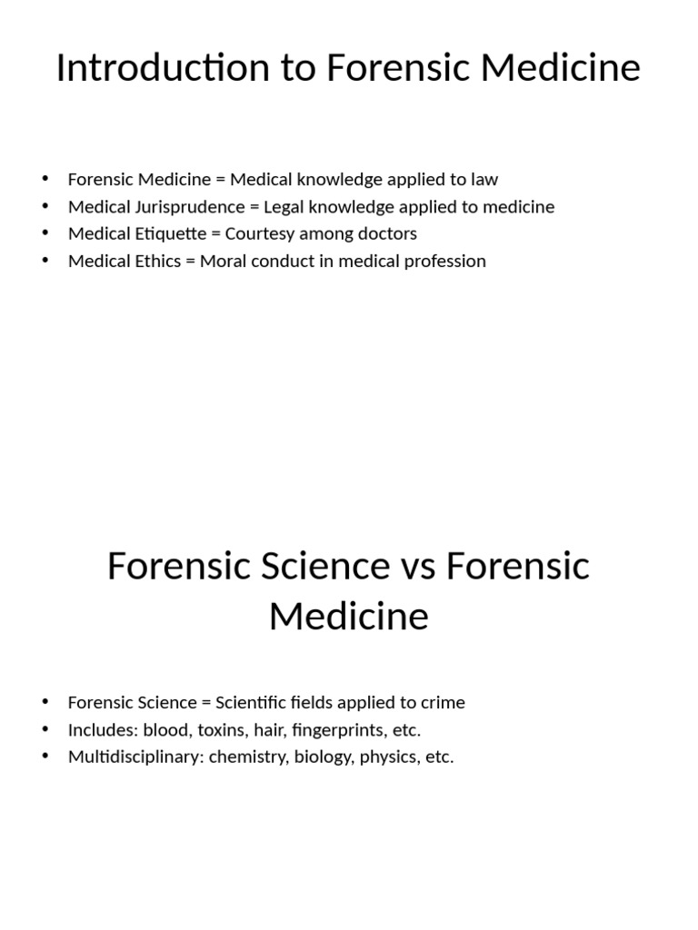 Forensic Medicine Slides With Flowchart | PDF