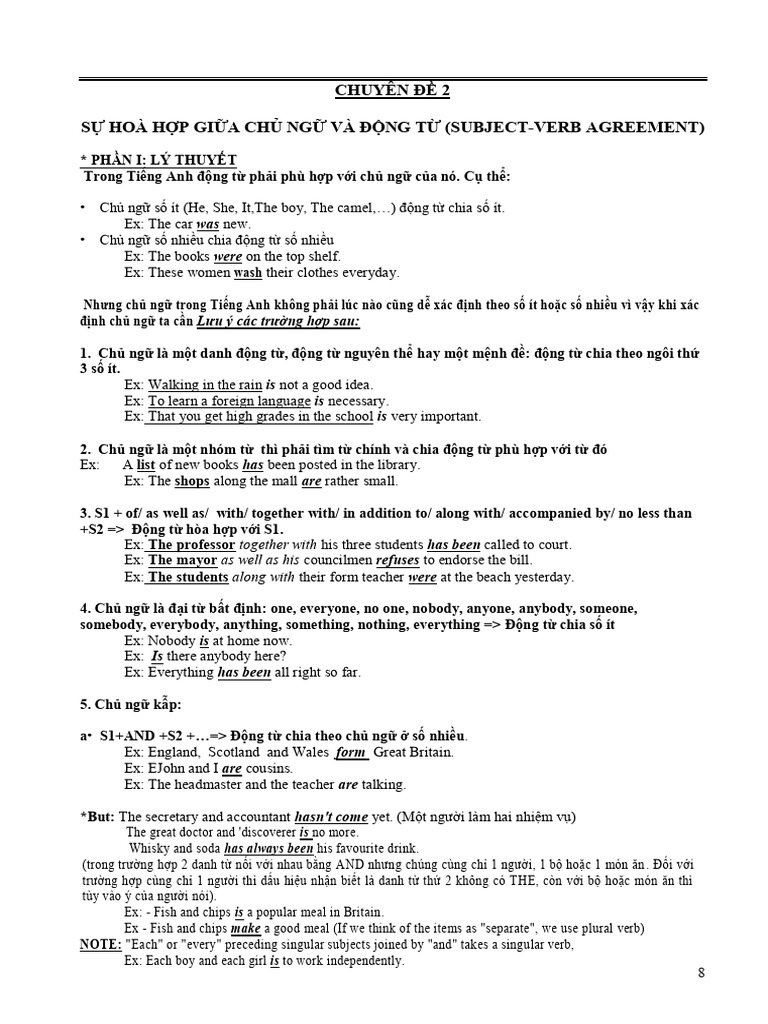 Subject-Verb Agreement Guide | PDF | Grammatical Number | Plural